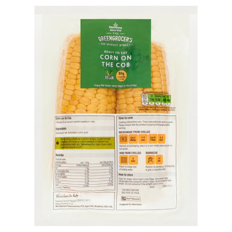 Morrisons Ready To Eat Corn on the Cob - Morrisons Online Groceries ...