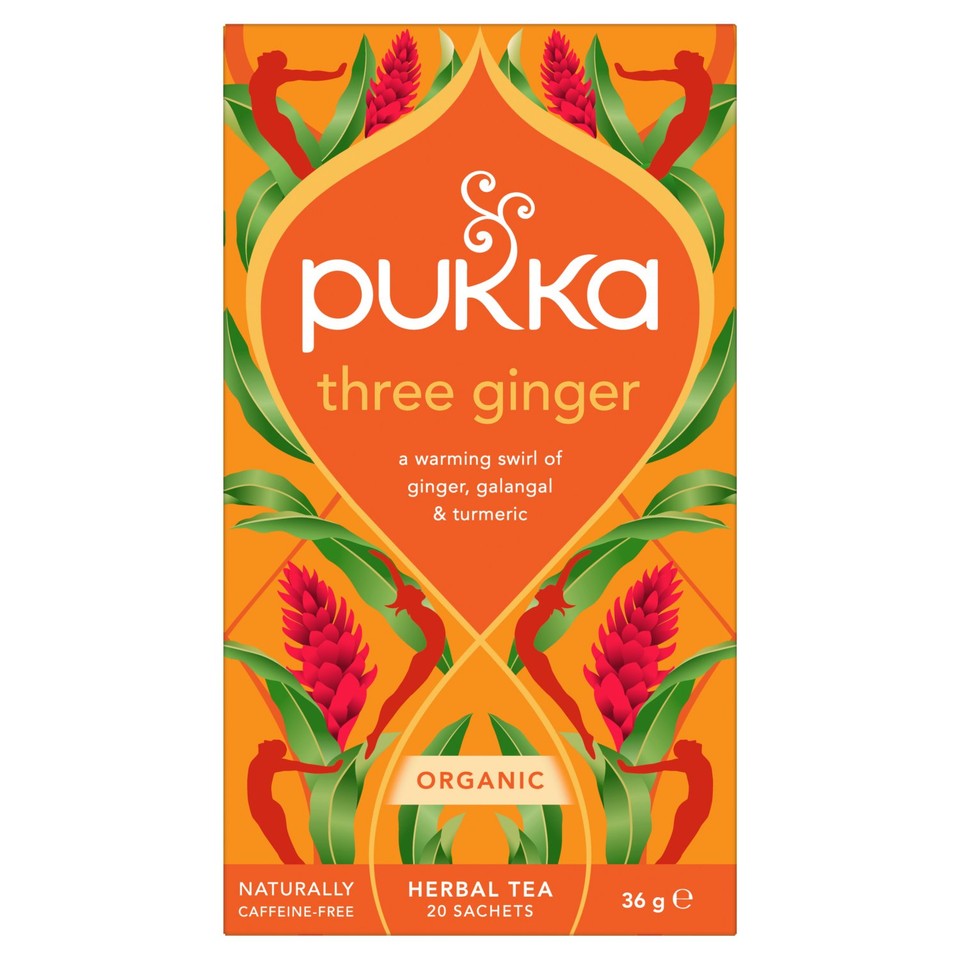 Pukka Three Ginger, Organic Herbal Tea with Galangal & Turmeric, 20 ...