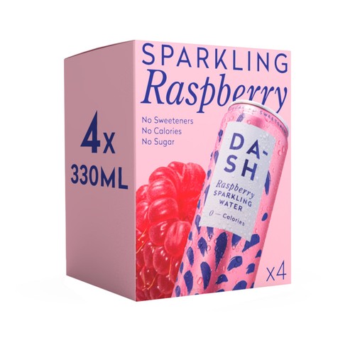 Dash Raspberry Sparkling Water 4x330ml - Morrisons Online Groceries & Offers