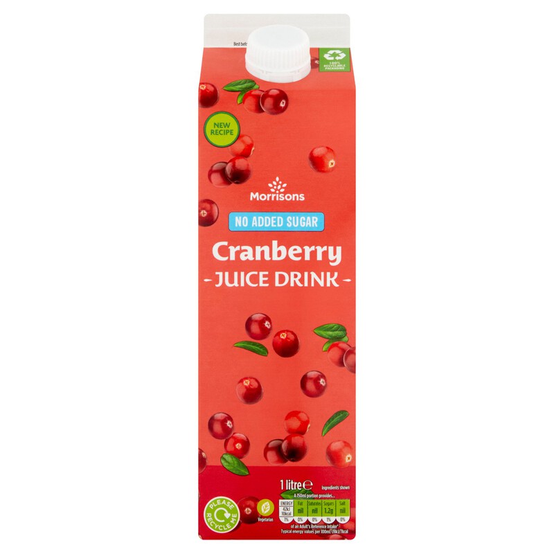 Morrisons No Added Sugar Cranberry Juice Drink 1L - Morrisons Online ...