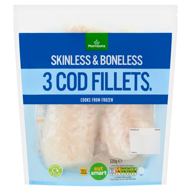 Morrisons 3 Skinless & Boneless Cod Fillets 320g - Morrisons Online ...