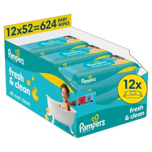 Pampers Fresh Clean Baby Wipes 12 x 52 Pack - Morrisons Online ...