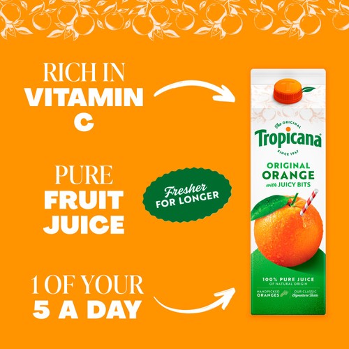 Tropicana Long Life Pure Original Orange Fruit Juice 850ml - Morrisons ...