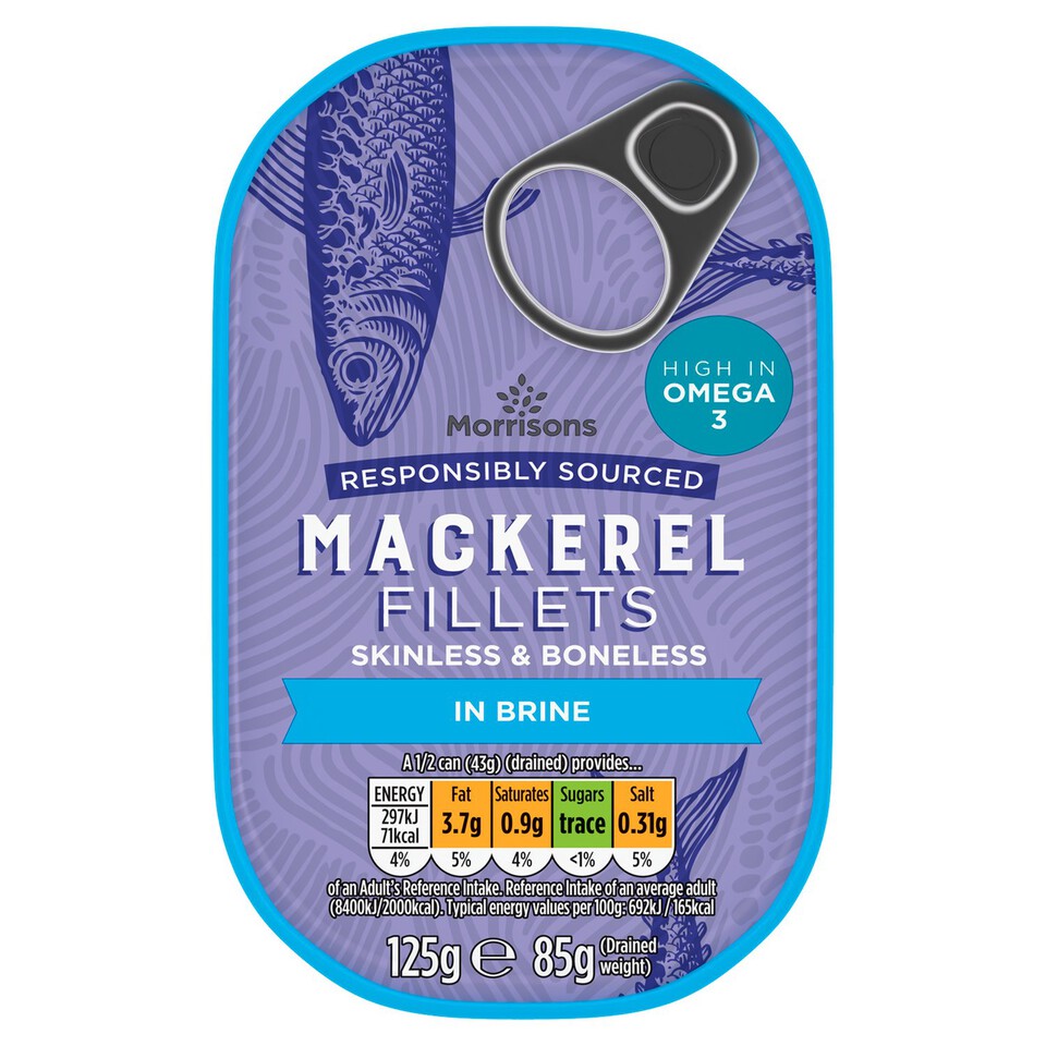 Morrisons Mackerel Fillets In Brine (125g) - Morrisons Online Groceries ...