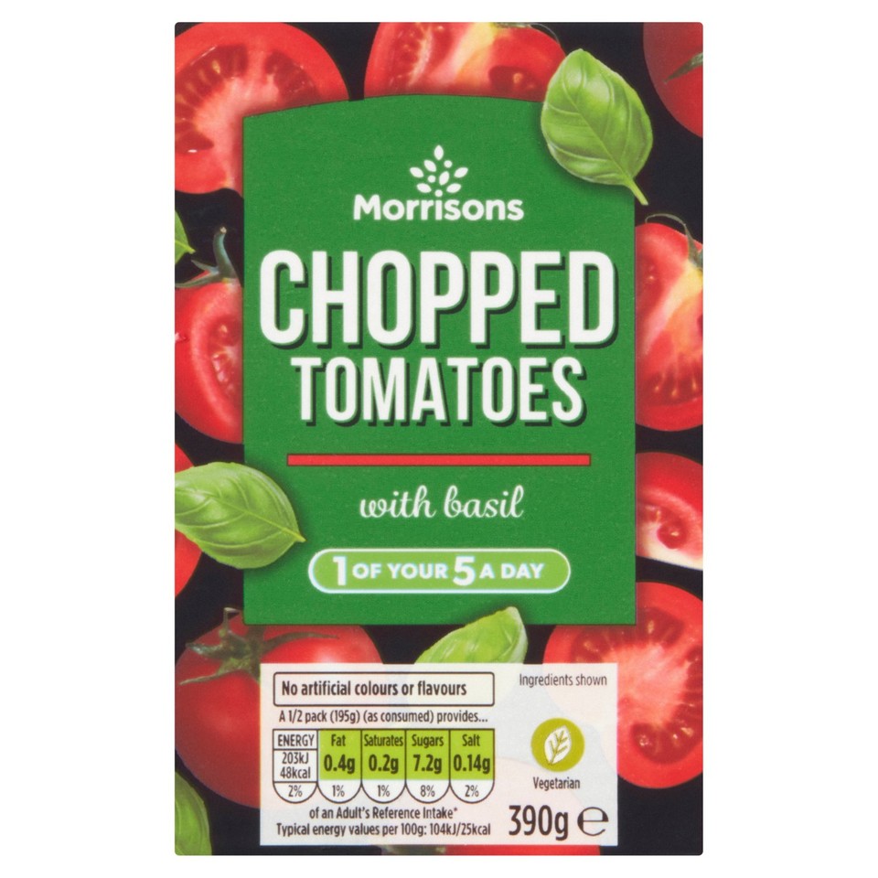 Morrisons Italian Chopped Tomatoes with Basil (390g) - Morrisons Online ...