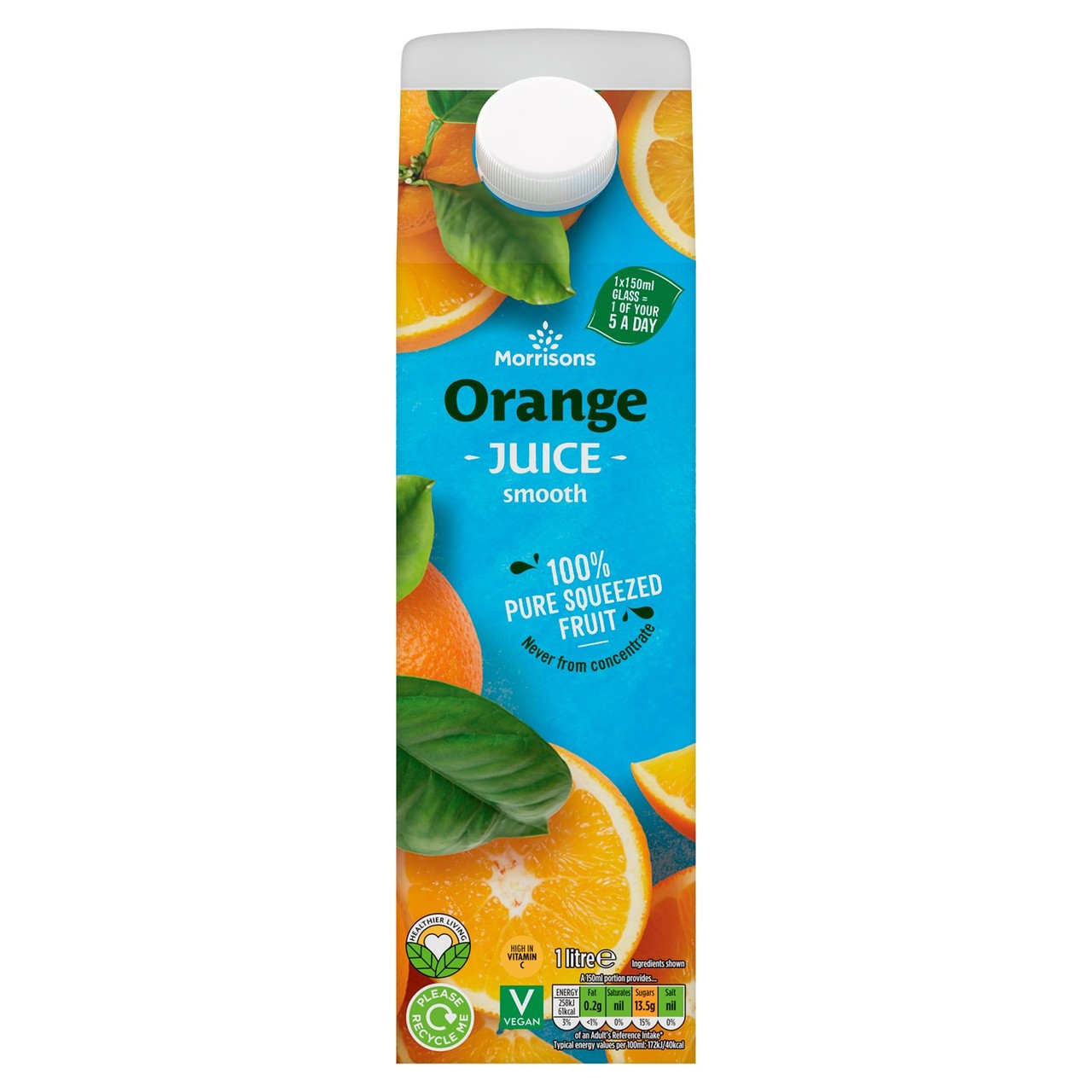 Morrisons 100% Fruit Smooth Orange Juice 1L - Morrisons Online ...