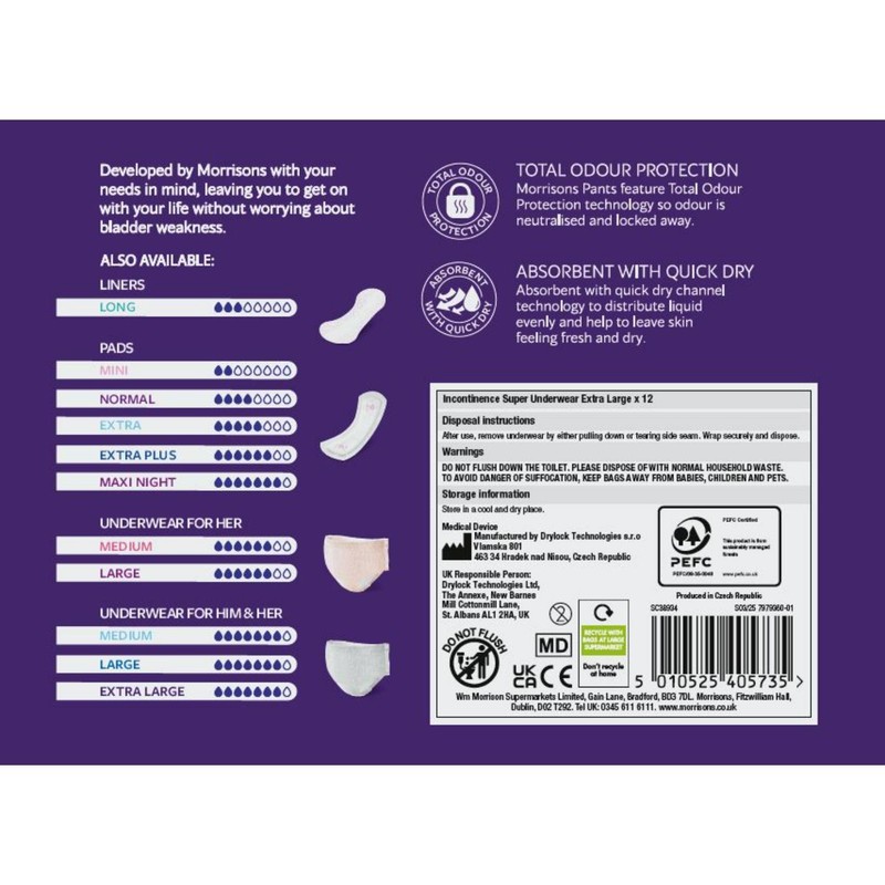 Morrisons Incontinence Super Underwear Pants Extra Large - Morrisons Online Groceries & Offers