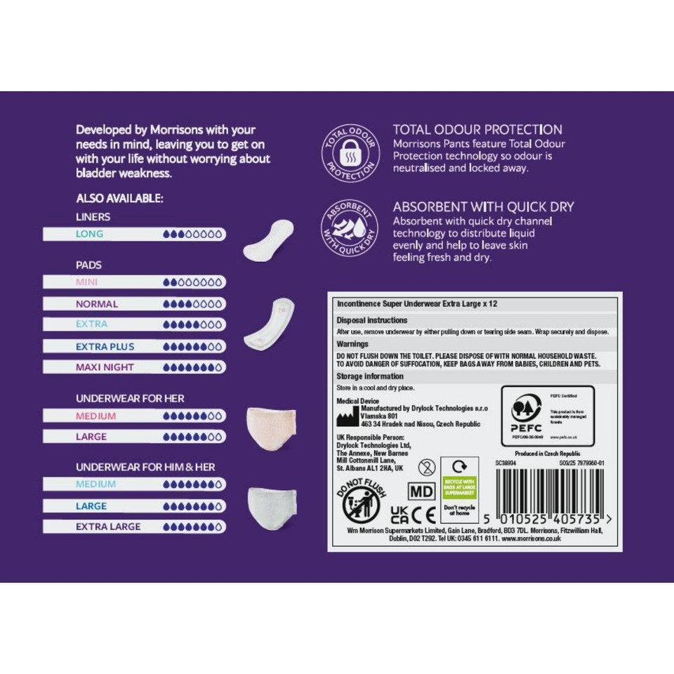 Morrisons Incontinence Super Underwear Pants Extra Large - Morrisons ...