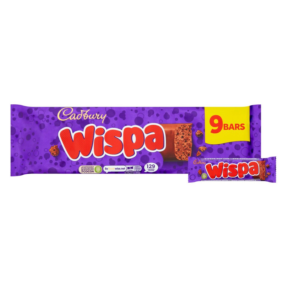 Cadbury Wispa Chocolate Bar 9 Pack Multipack - Morrisons Online ...