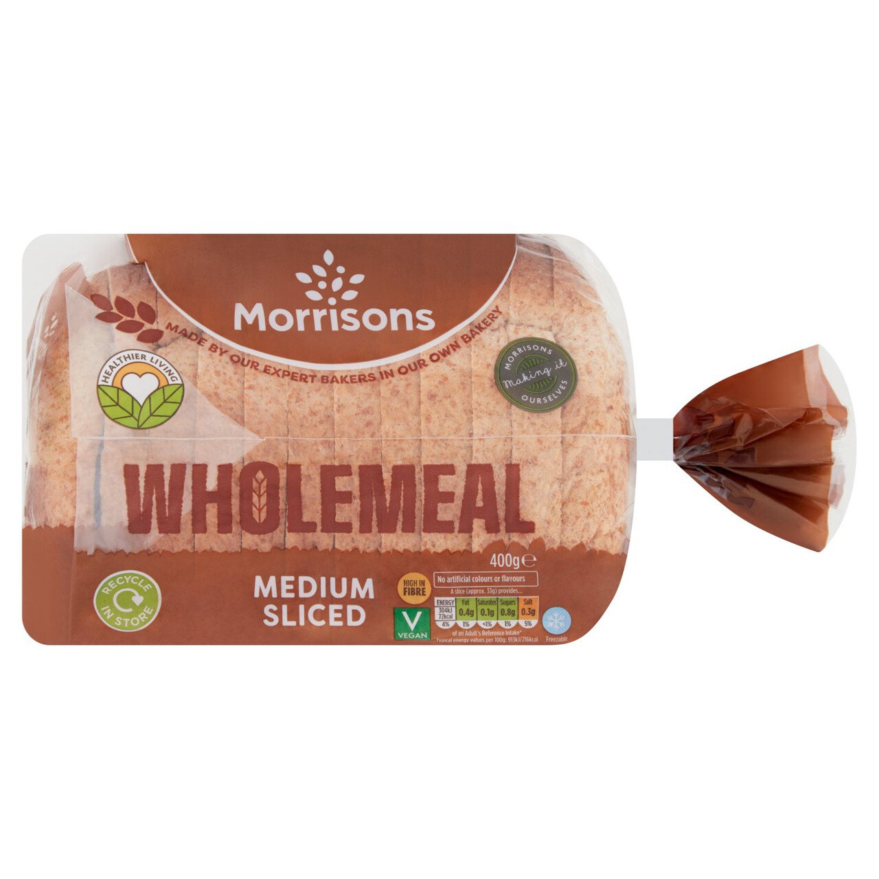 Morrisons Medium Wholemeal Bread - Morrisons Online Groceries & Offers
