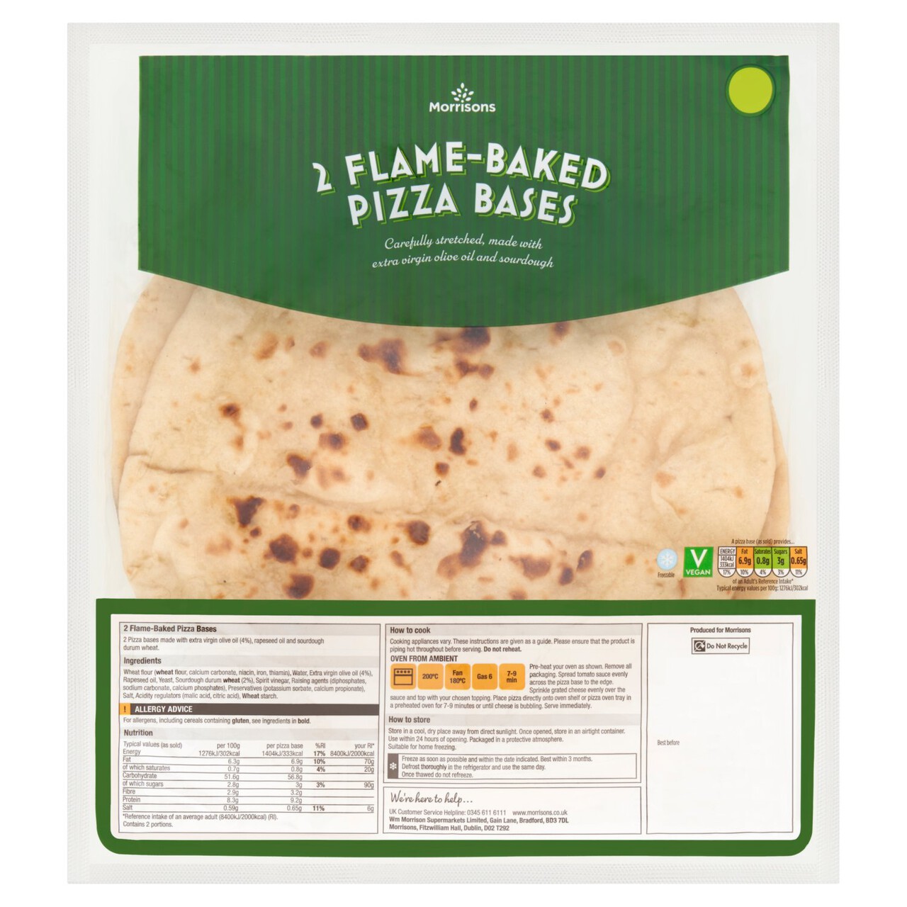 Morrisons Flame-Baked Sourdough Pizza Bases - Morrisons Online ...