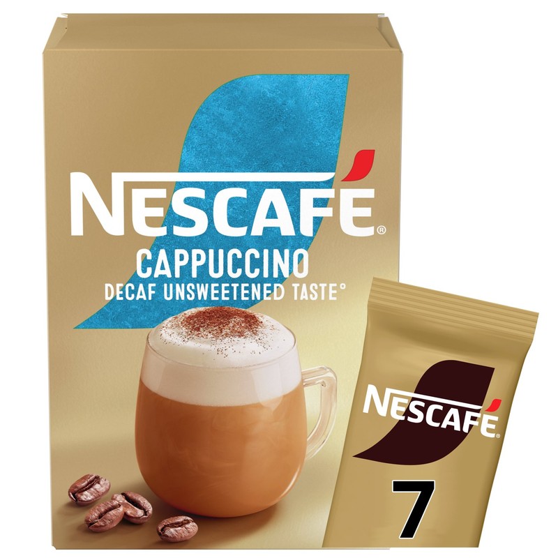 Nescafe Cappuccino Decaf Unsweetened Instant Coffee 7 Sachets ...