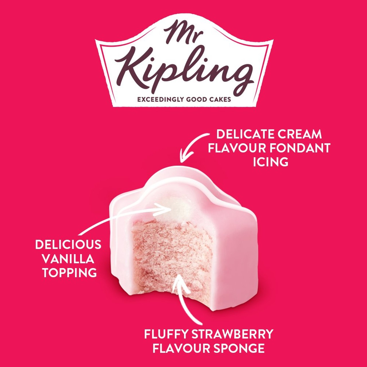Mr Kipling Strawberries & Cream French Fancies Cakes Multipack Snack ...
