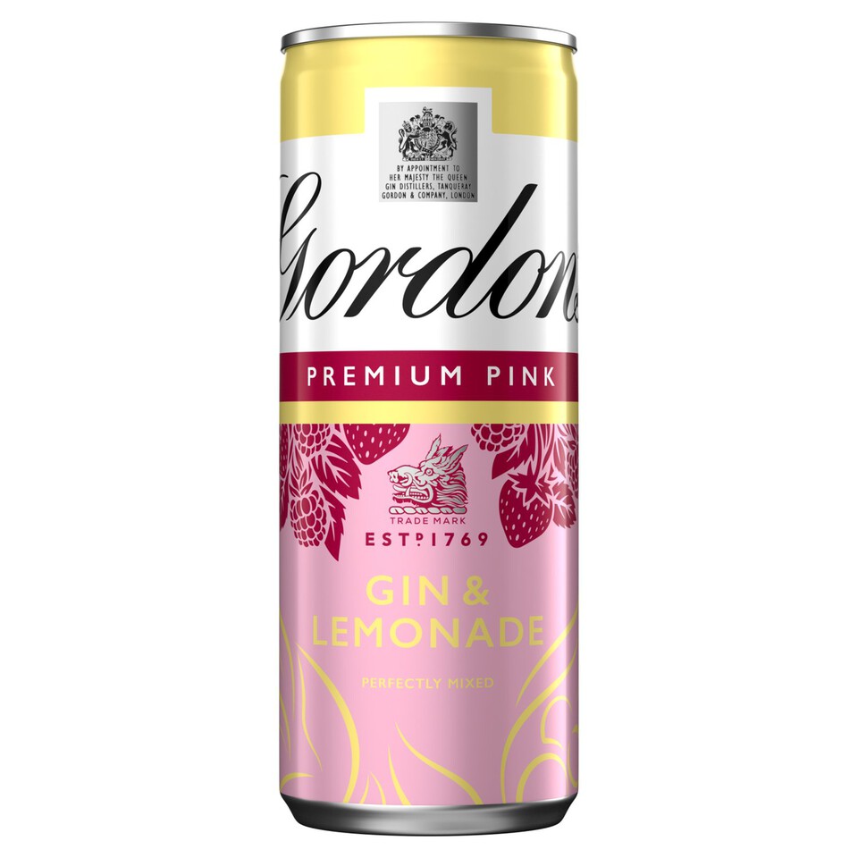 Gordon's Premium Pink Gin & Lemonade 5% vol Ready to Drink Can ...