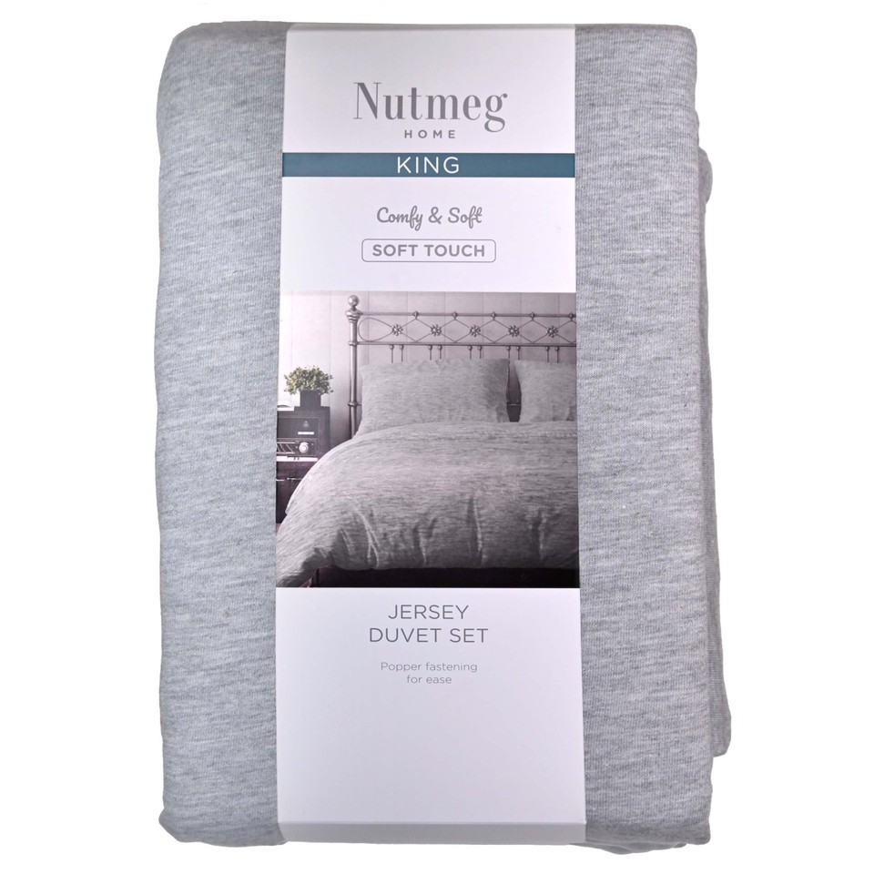Nutmeg Home Grey Jersey Duvet Set King - Morrisons Online Groceries ...