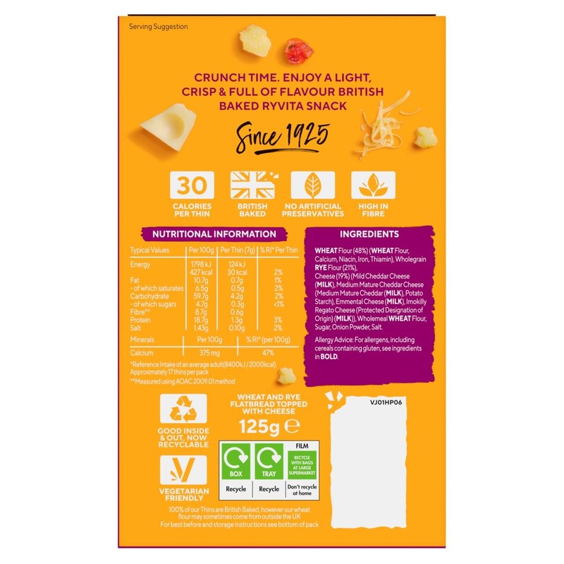 Ryvita Thins Three Cheese Flatbread Crackers - Morrisons Online ...