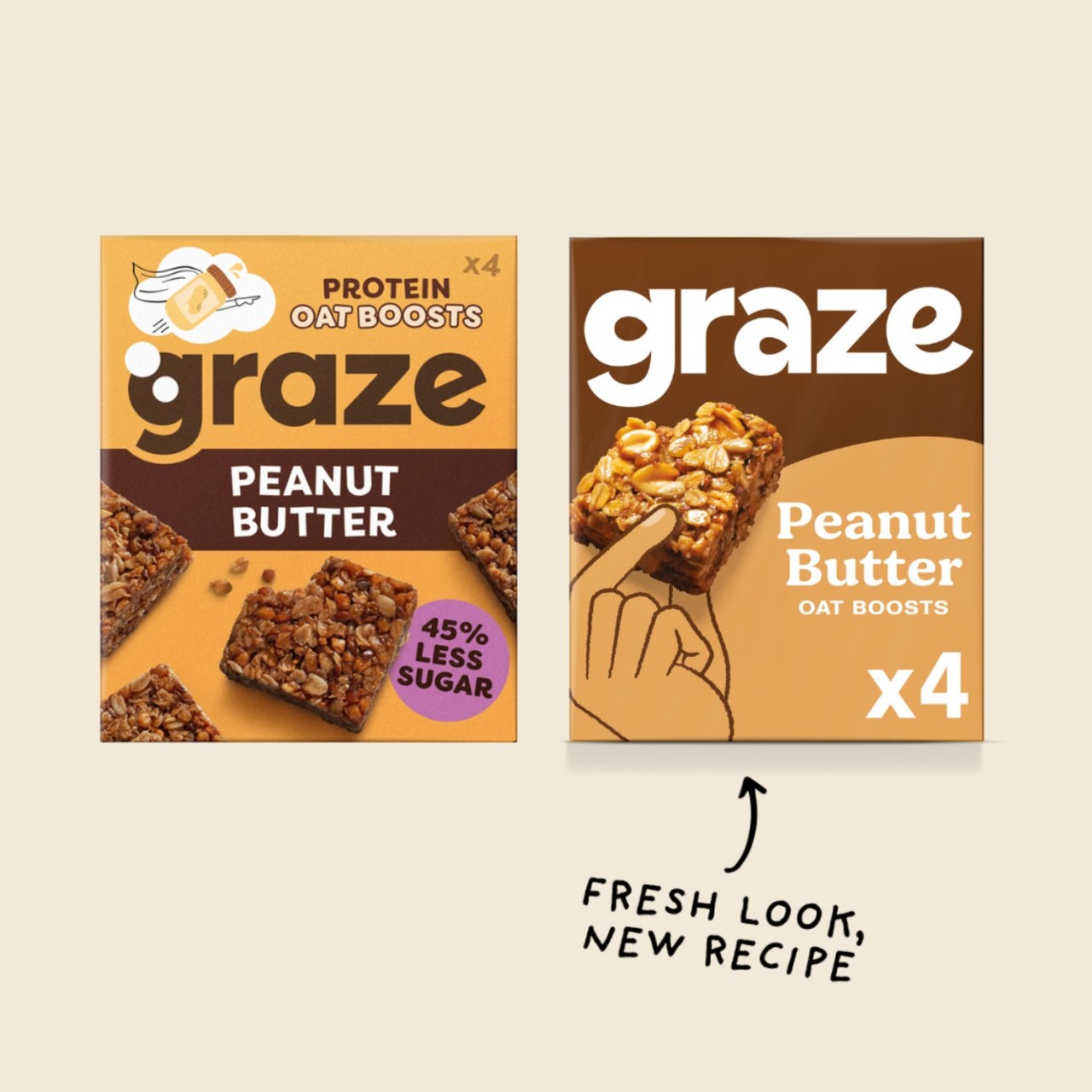 Graze Peanut Butter Protein Oat Boost Flapjack Snack Bars 4 x 30g ...