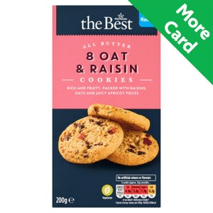 Morrisons The Best All Butter 8 Oat & Raisin Cookies 200g - Morrisons ...