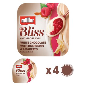 Muller Bliss Mascarpone Style White Chocolate & Raspberry Amaretto ...