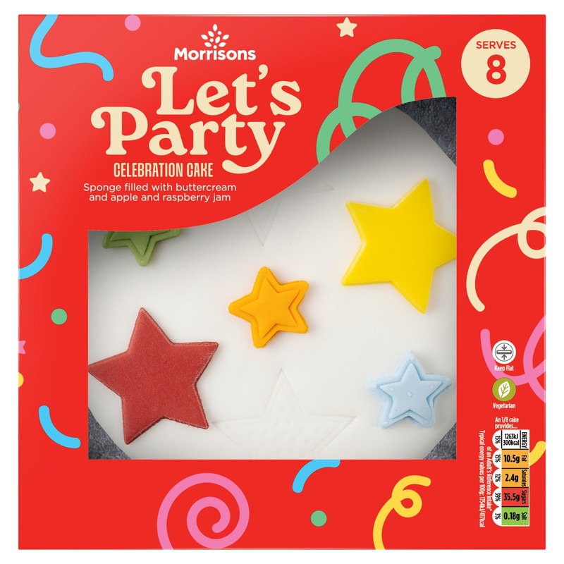 Morrisons Let's Party Celebration Cake Serves 8 - Morrisons Online ...