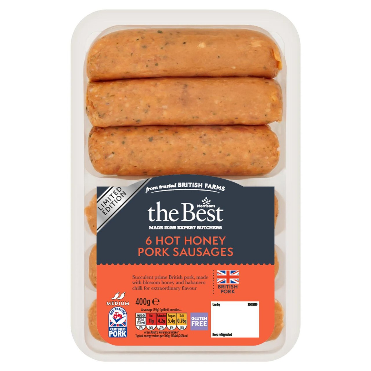 Morrisons The Best Limited Edition Hot Honey Pork Sausages 400g ...