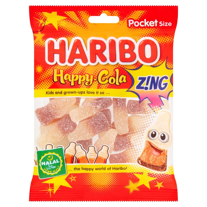Haribo Halal Happy Cola Zing Sweets 100g - Morrisons Online Groceries ...