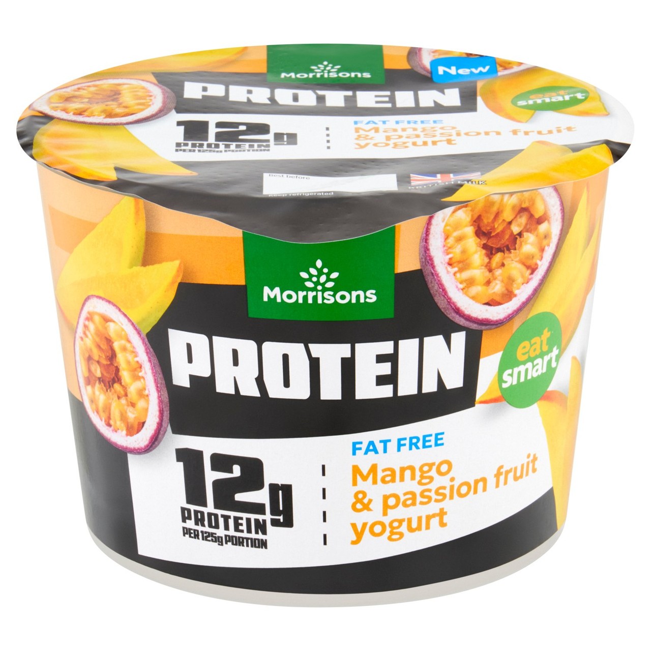 Morrisons Protein Fat Free Mango & Passion Fruit Yogurt 500g ...