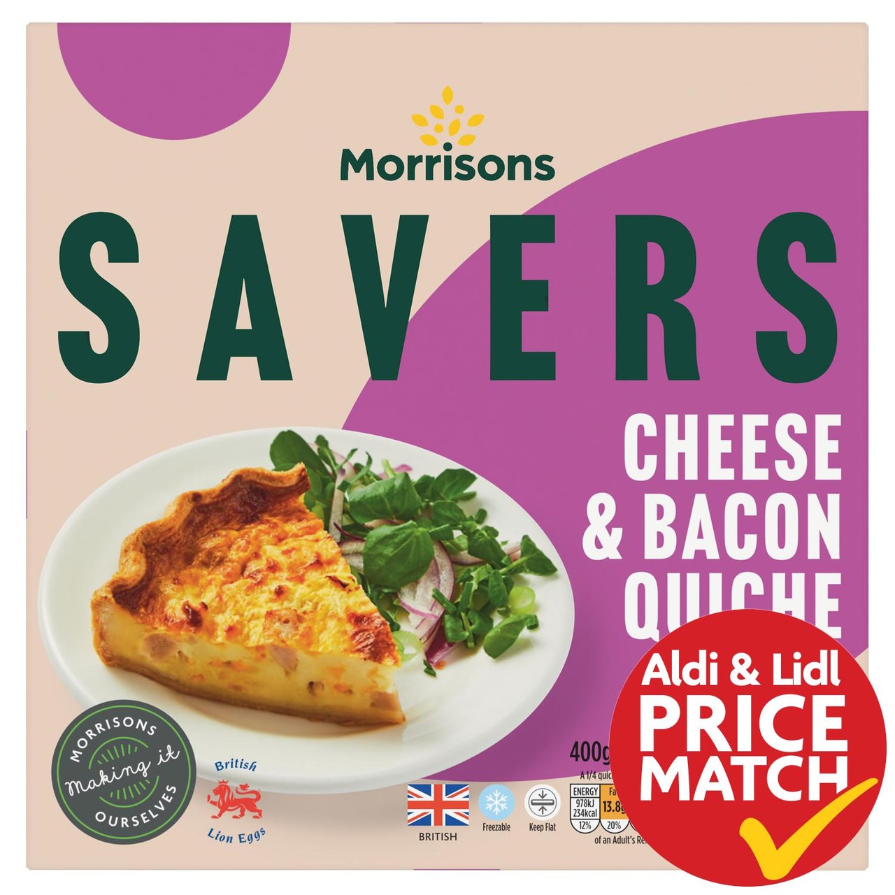 Morrisons Savers Cheese & Bacon Quiche - Morrisons Online Groceries ...