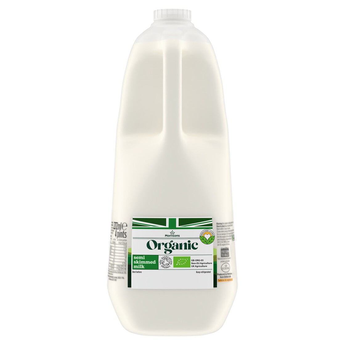 Morrisons Organic British Semi Skimmed Milk 4 Pints - Morrisons Online ...