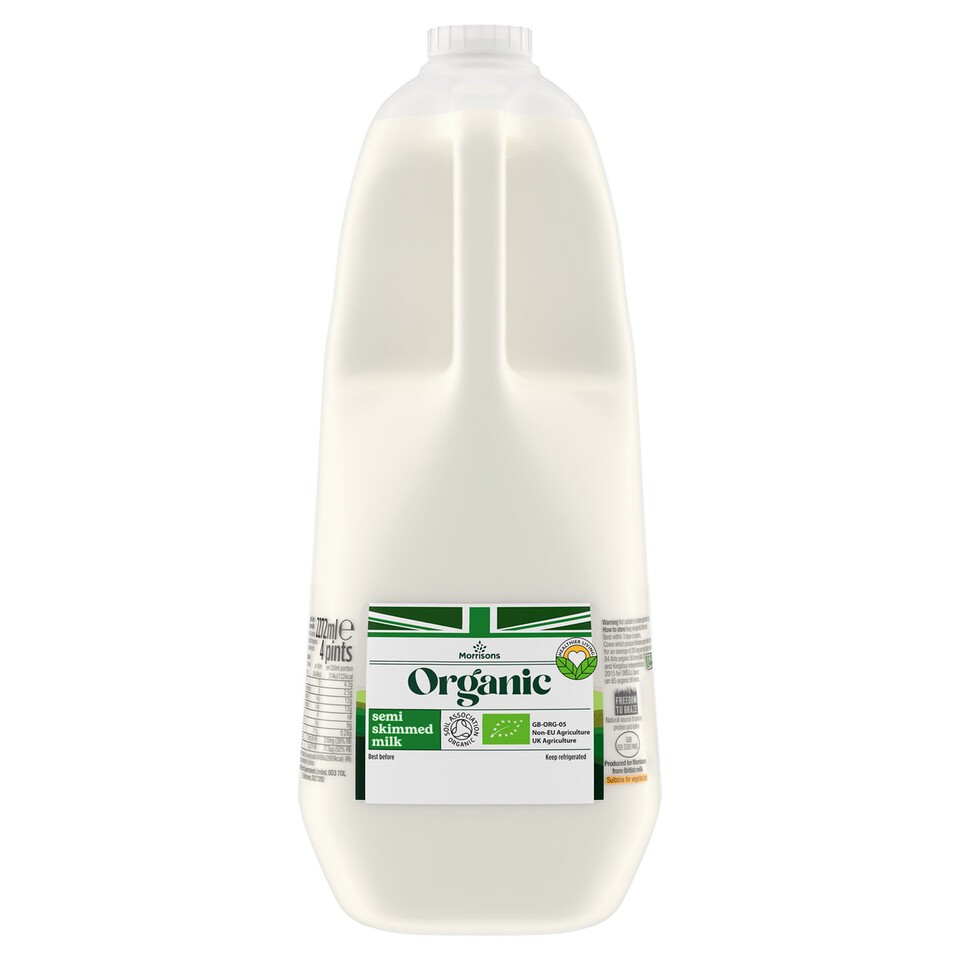 Morrisons Organic British Semi Skimmed Milk 4 Pints - Morrisons Online ...