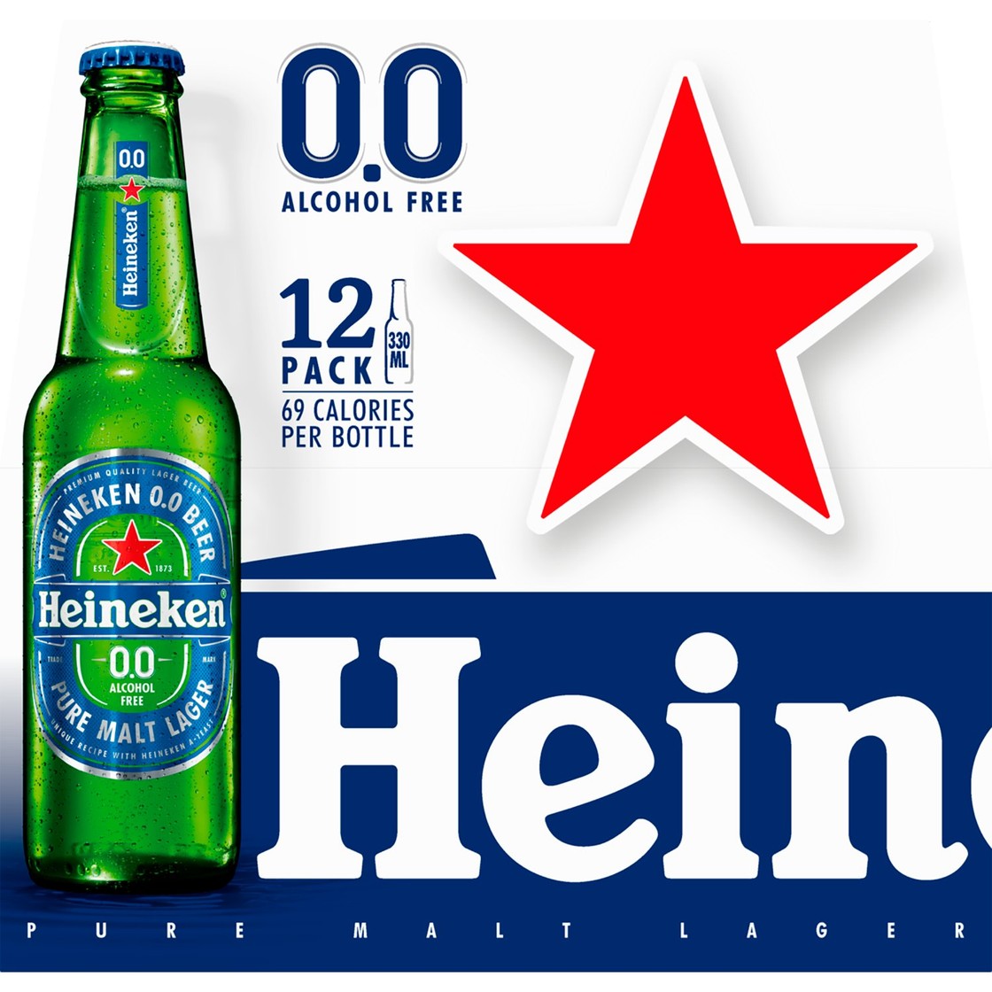 Heineken 0.0 Alcohol Free Premium Lager Beer 0% ABV Bottles 12x330ml ...