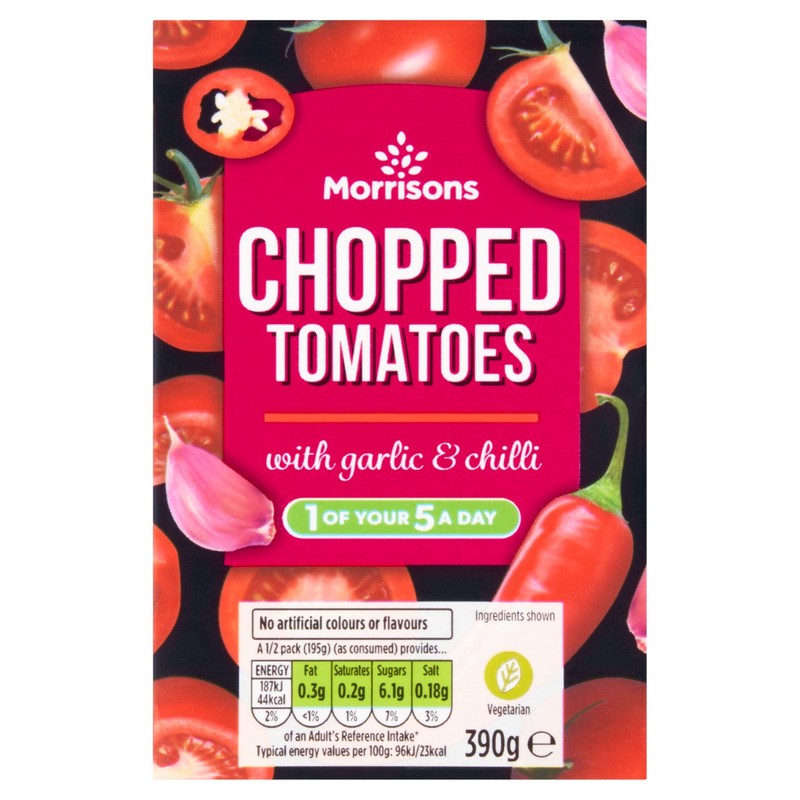 Morrisons Chopped Tomatoes with Garlic & Chilli (390g) - Morrisons ...