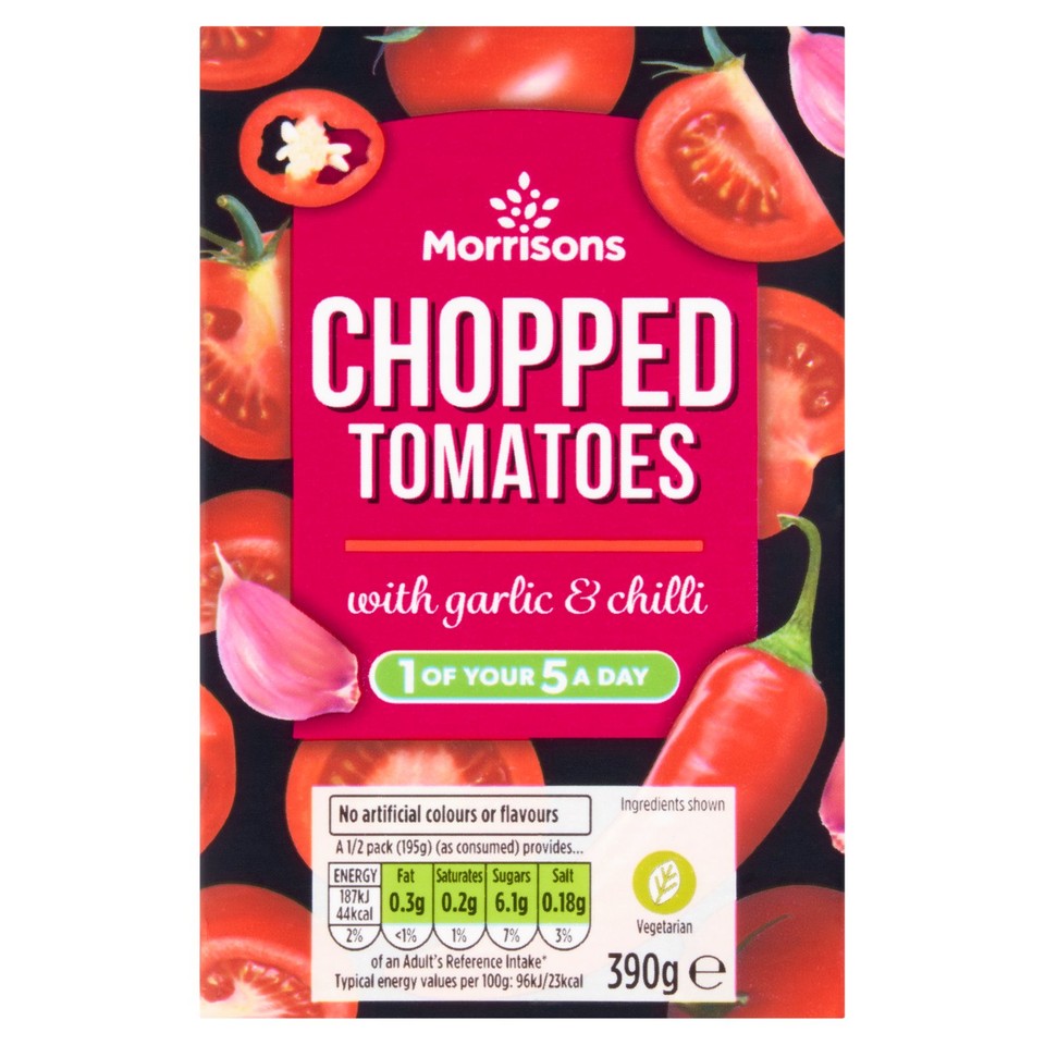 Morrisons Chopped Tomatoes with Garlic & Chilli (390g) - Morrisons ...