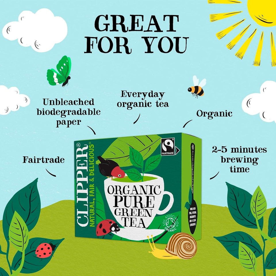 Clipper Organic Pure Green Tea 80 Unbleached Bags - Morrisons Online ...
