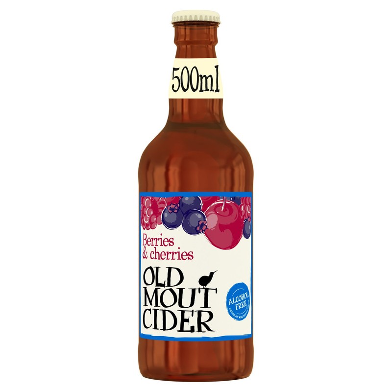 Old Mout Cider Berries & Cherries 0.0% Alcohol Free Bottle 500ml ...