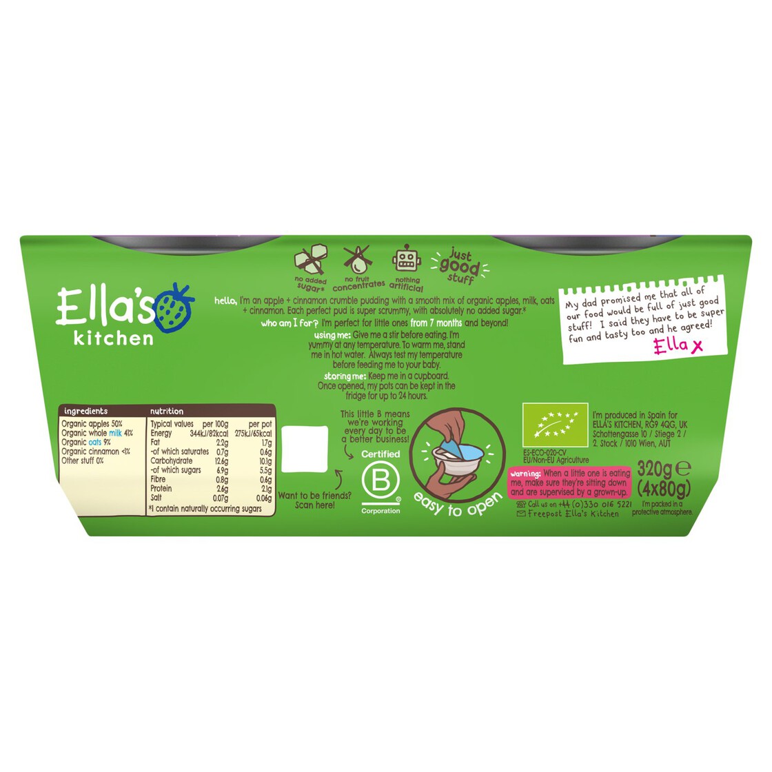 Ella's Kitchen Organic Apple + Cinnamon Crumble - Morrisons Online ...