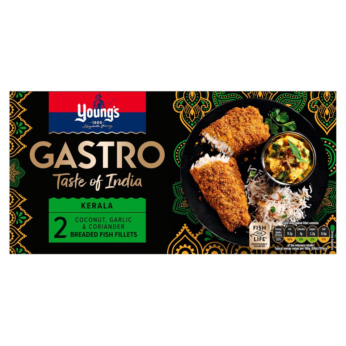 Young's Gastro Taste Of India 2 Coconut & Garlic Breaded Fish Fillets ...