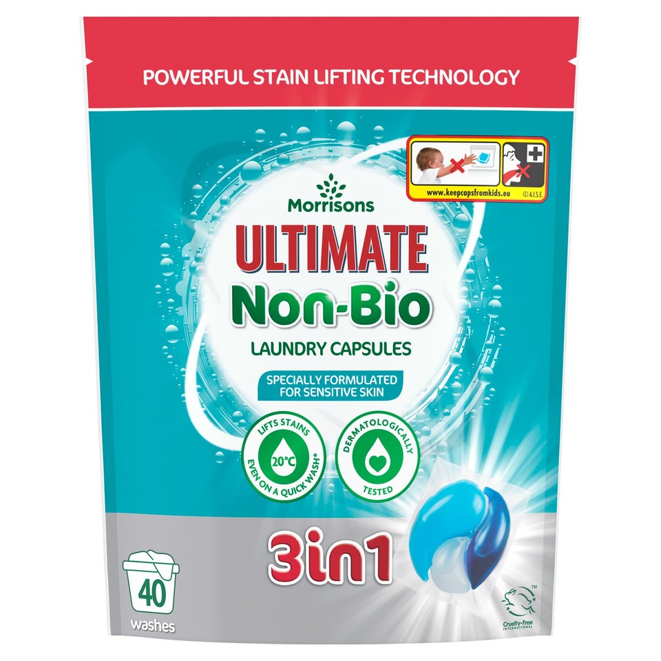 Morrisons 3 in 1 Ultimate Non-Bio Laundry Capsules 40 Washes ...