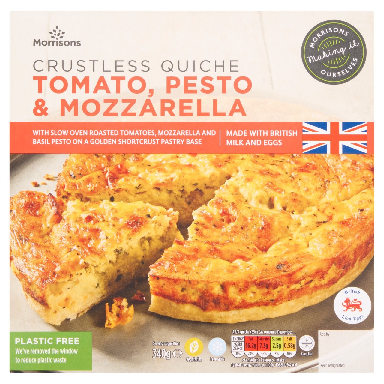 Morrisons Tomato, Pesto & Mozzarella Crustless Quiche 340g - Morrisons ...
