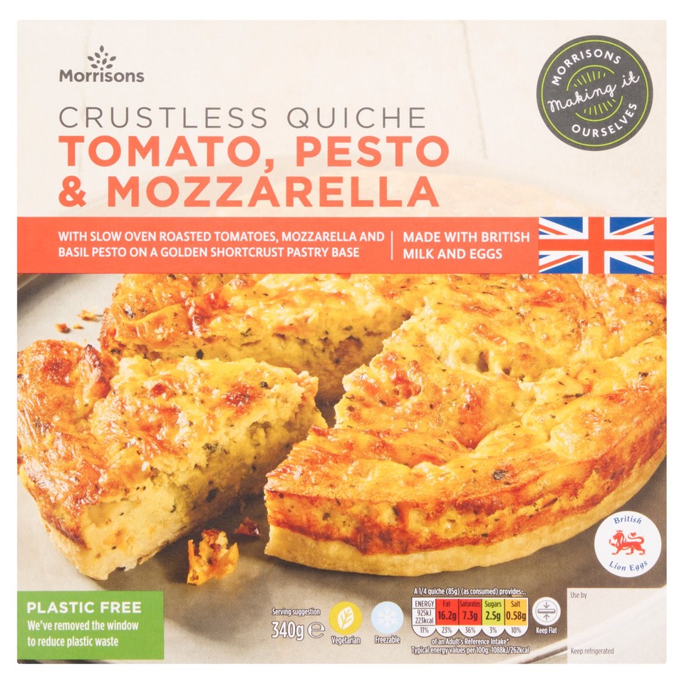 Morrisons Tomato, Pesto & Mozzarella Crustless Quiche 340g - Morrisons ...