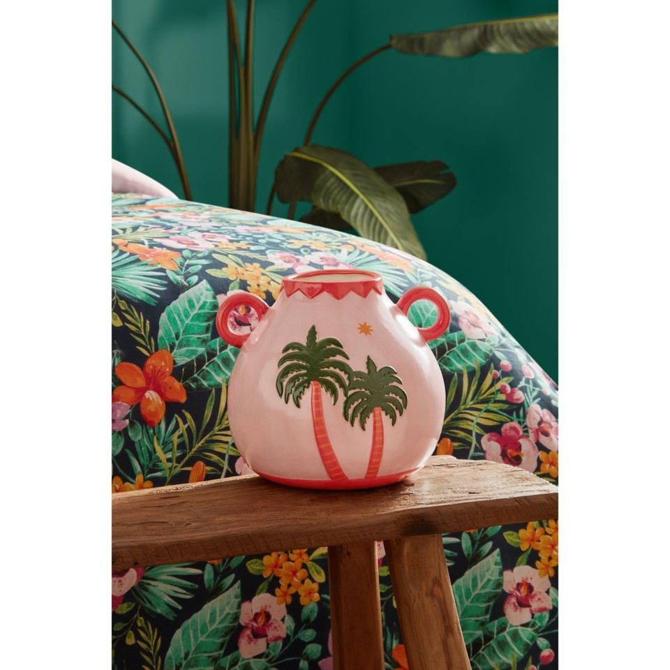 Nutmeg Home Palm Tree Embossed Vase - Morrisons Online Groceries & Offers