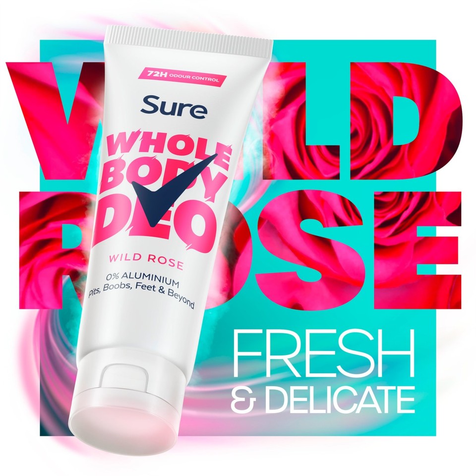 Sure Women Wild Rose Whole Body Deodorant Cream 72h Odour Control 75ml ...