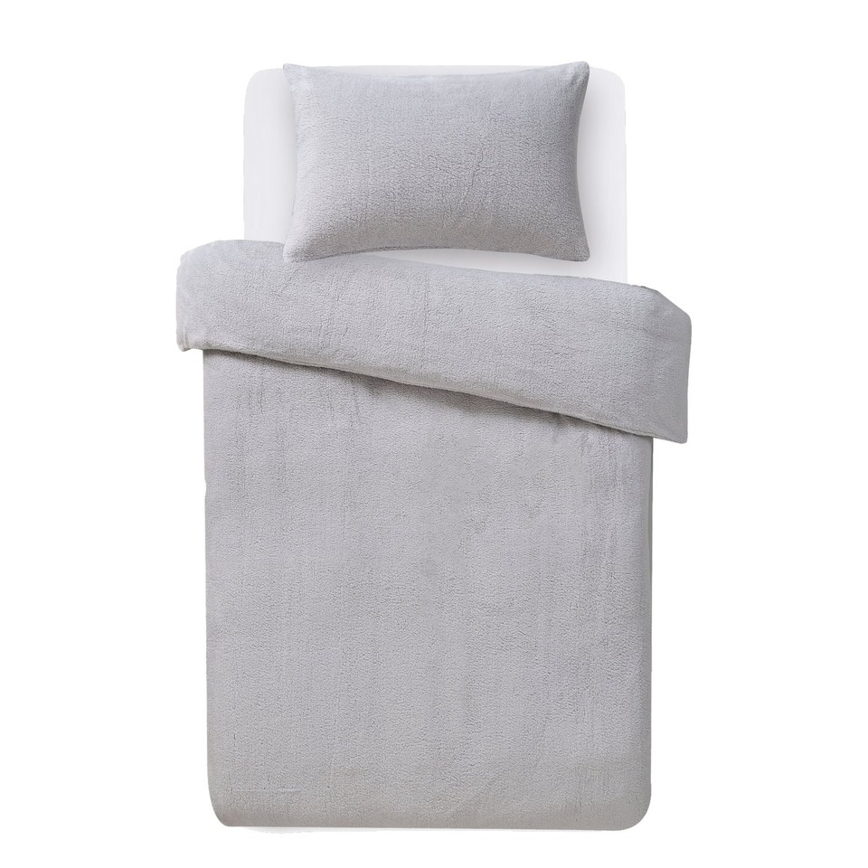 Nutmeg Home Grey Teddy Fleece Duvet Set Single - Morrisons Online ...