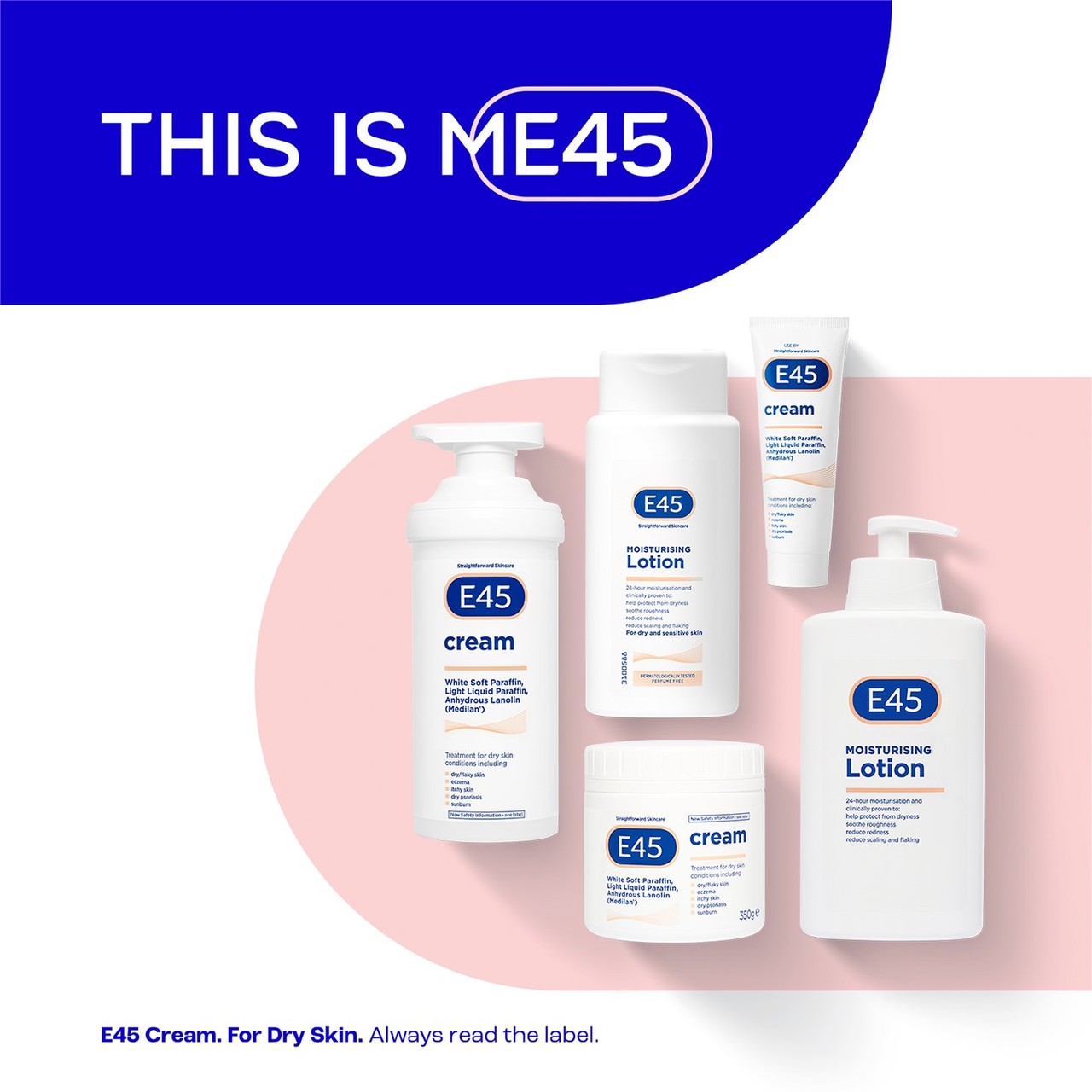E45 Moisturiser Lotion, Body, Face And Hand Lotion For Very Dry Skin ...