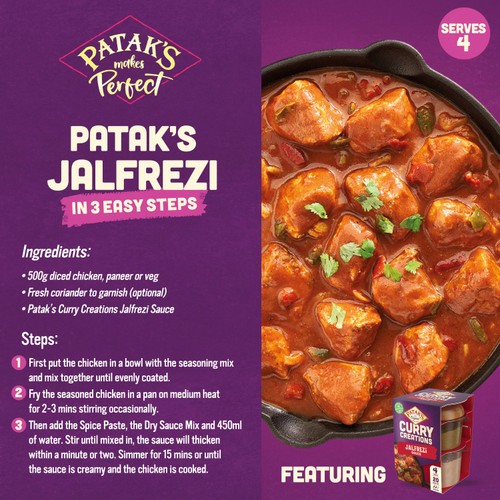 Patak's Jalfrezi Curry Creations Indian Curry Sauce Meal Kit 160g ...