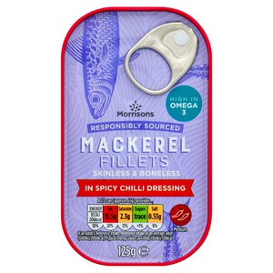 Morrisons Mackerel Fillets in Spicy Chilli Dressing (125g) - Morrisons ...