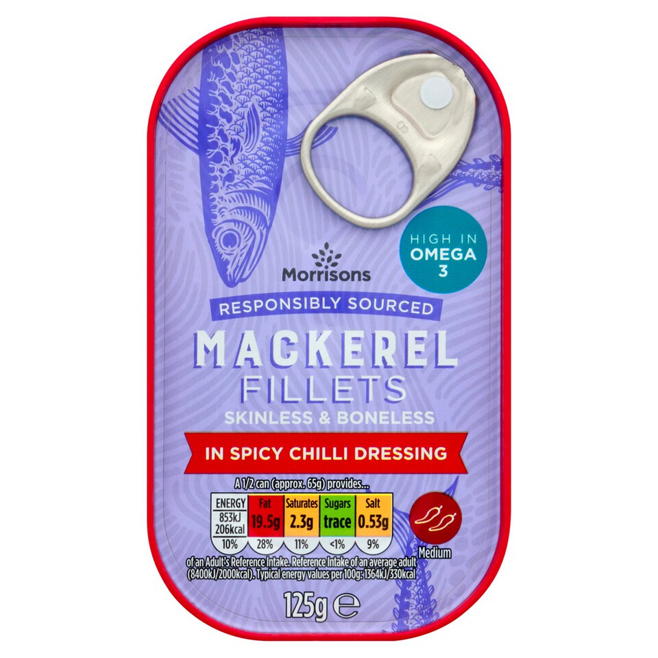 Morrisons Mackerel Fillets in Spicy Chilli Dressing (125g) - Morrisons ...
