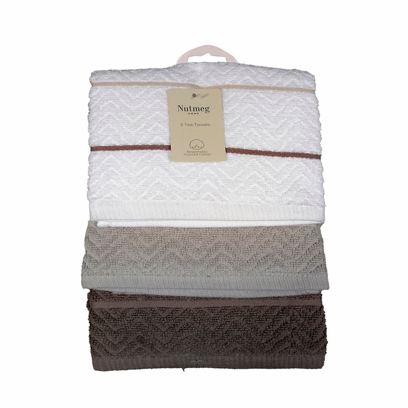Nutmeg Grey Chevron Terry Tea Towel - Morrisons Online Groceries & Offers