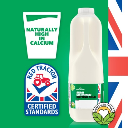 Morrisons British Semi Skimmed Milk 2 Pint - Morrisons Online Groceries ...