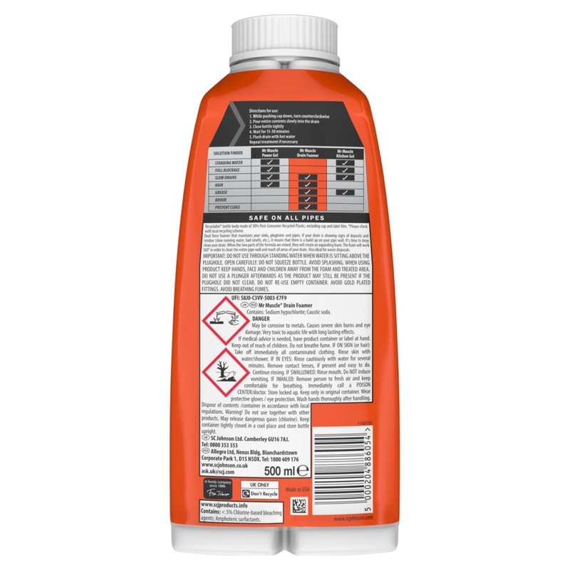 Mr Muscle Drain Foamer Odour Eliminator - Morrisons Online Groceries ...